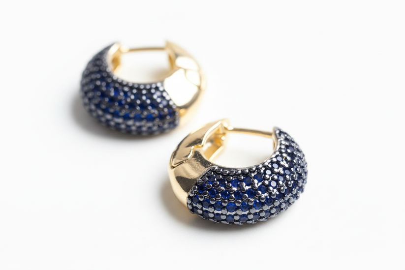 Aros aura paves color – Pamela Lobos Joyas